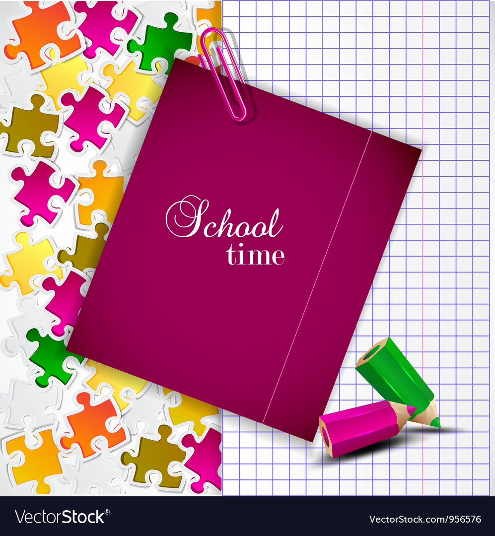 Exercise book and notes for text school time Vector Image