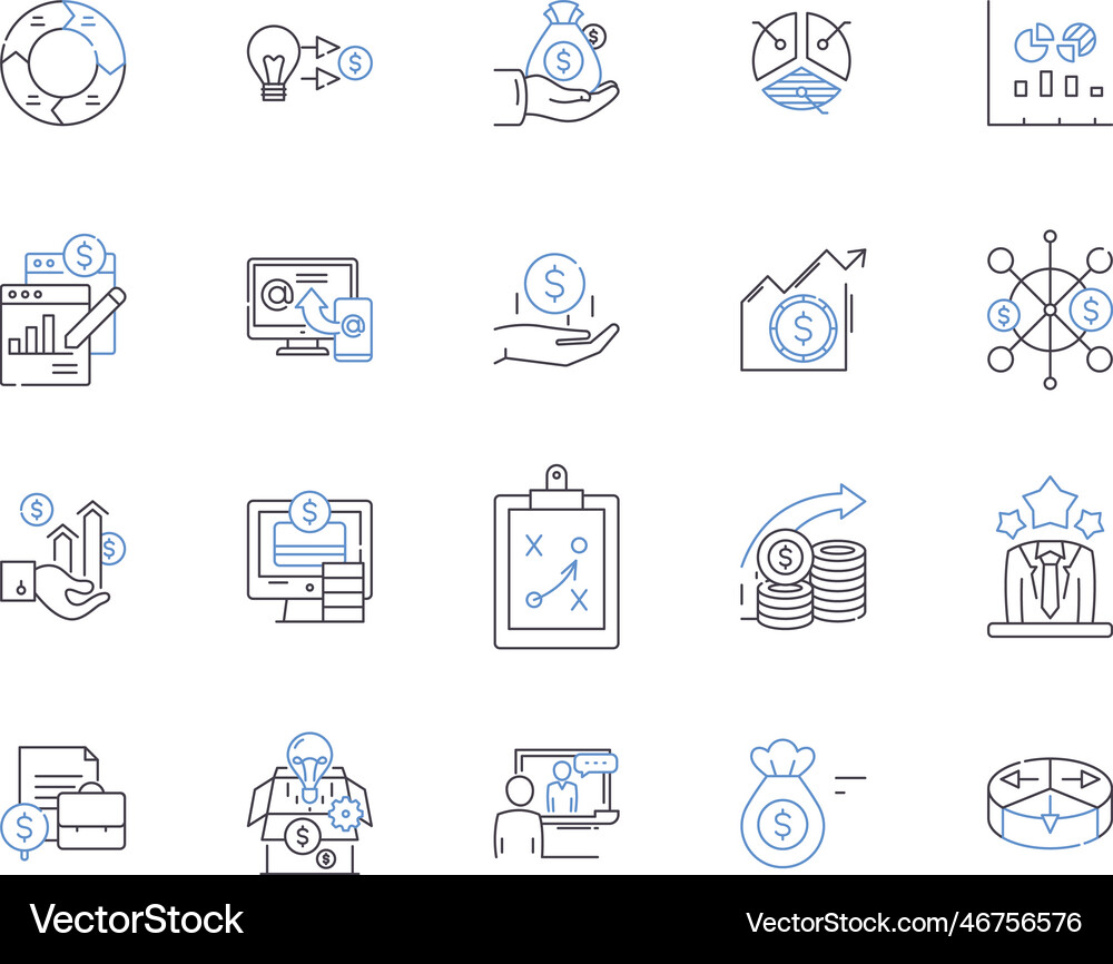 Finance business outline icons collection Vector Image