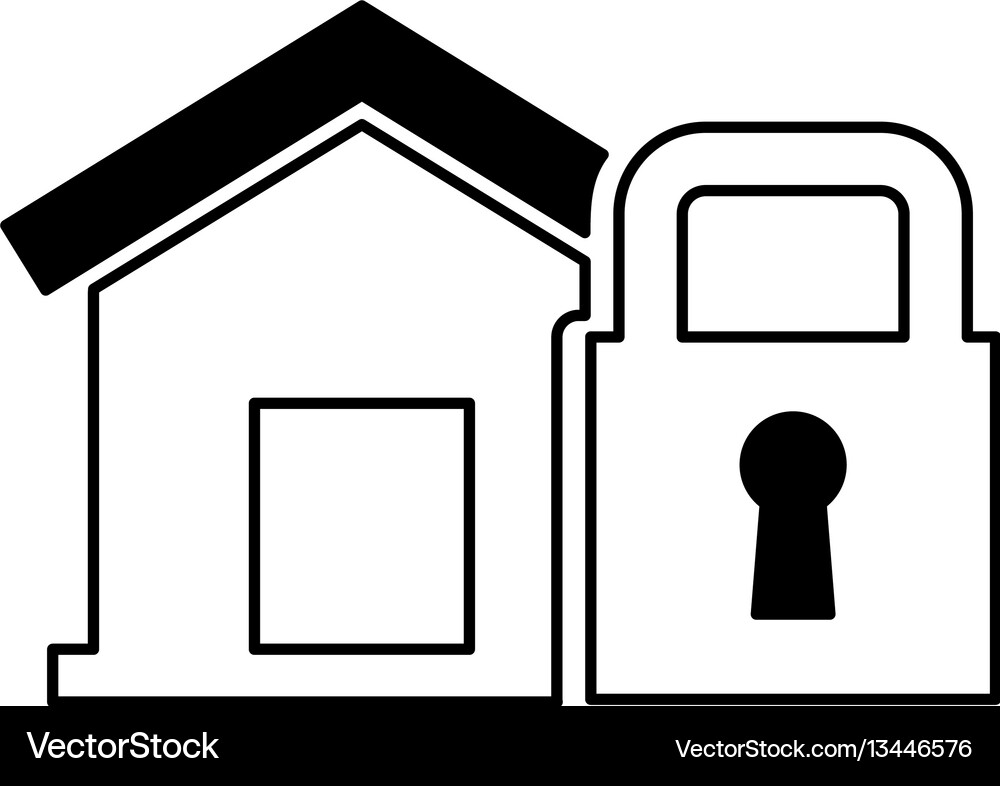 House insurance with padlock isolated icon Vector Image