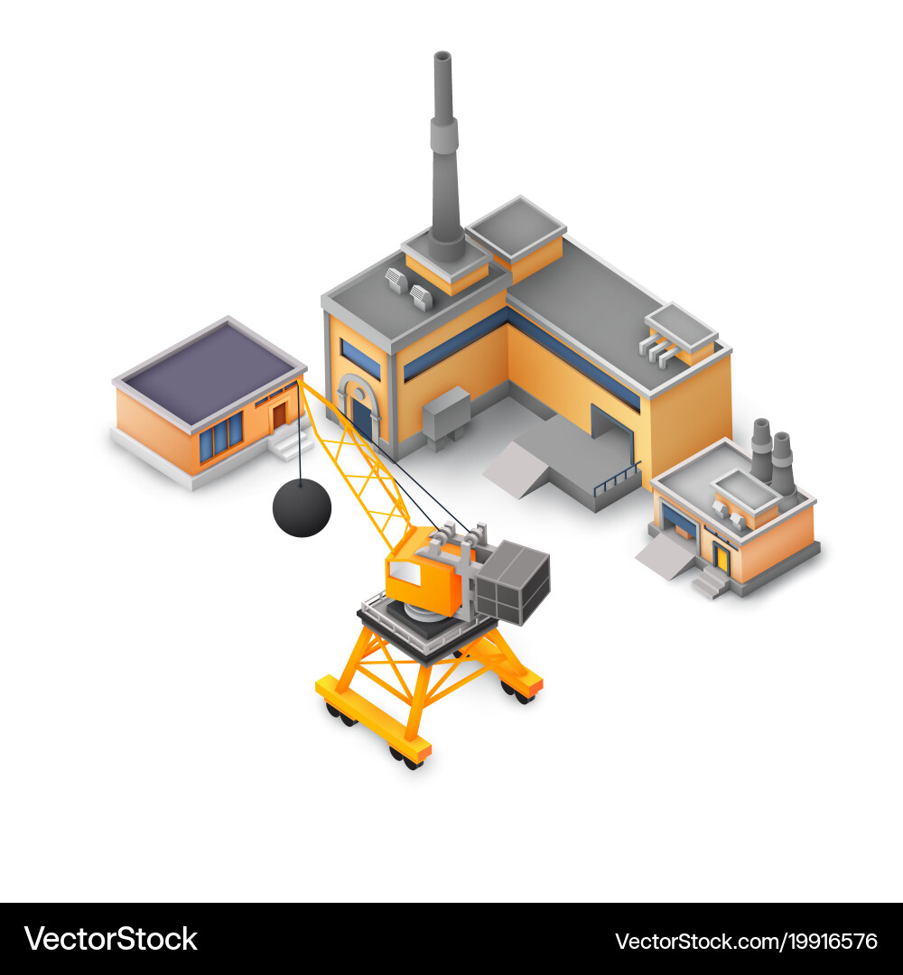 Industrial factory design white background concept