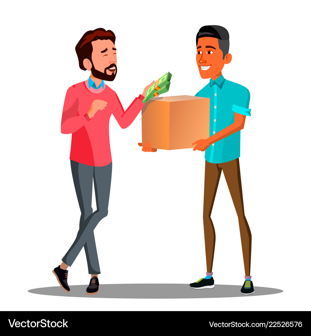 Money goods relationship man giving Royalty Free Vector
