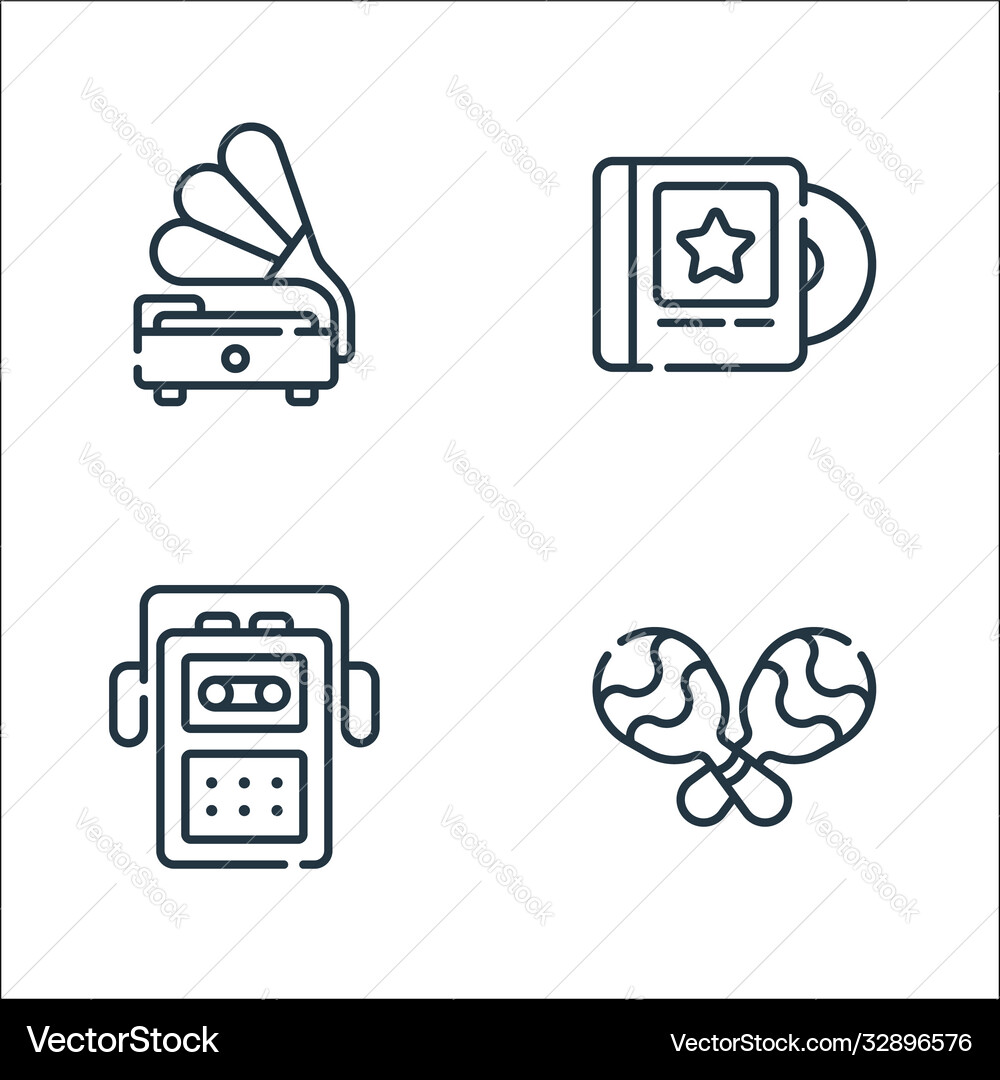 Music line icons linear set quality line set Vector Image