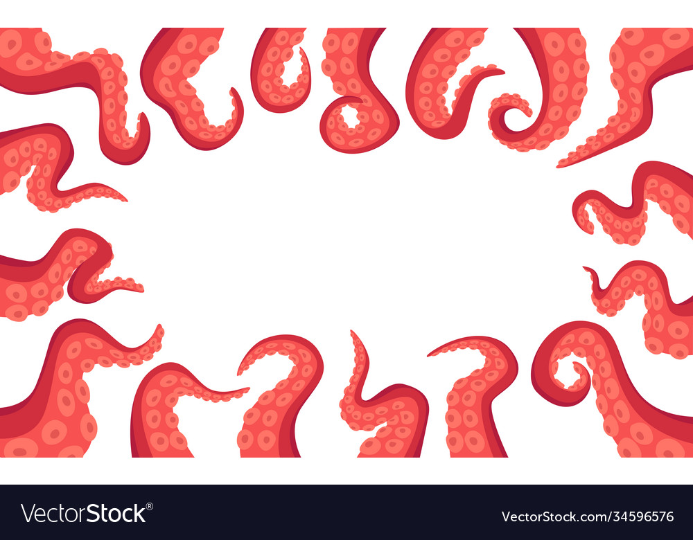 Octopus tentacle rectangular border isolated Vector Image