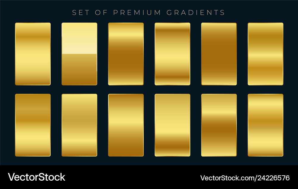 Premium set of golden gradients Royalty Free Vector Image