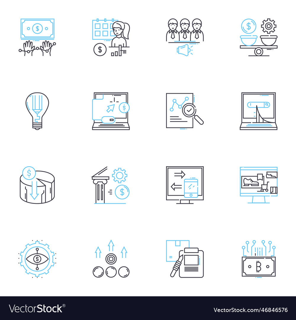 Resource Allocation Linear Icons Set Royalty Free Vector
