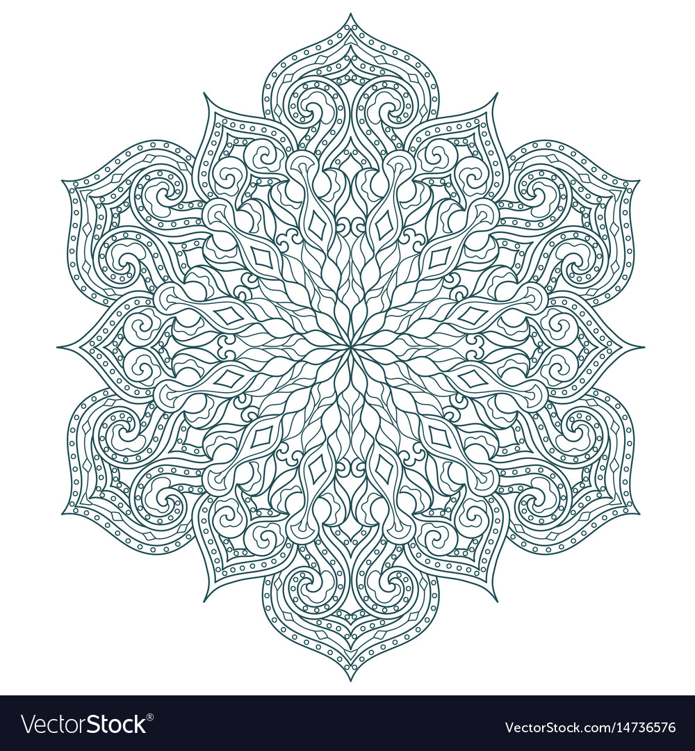 Round mandala pattern with hand-drawn elements Vector Image