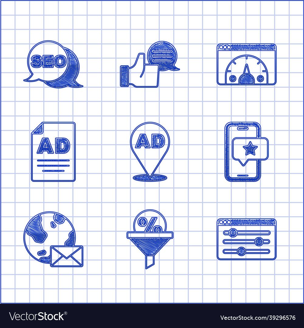 Set Advertising Lead Management Browser Setting Vector Image