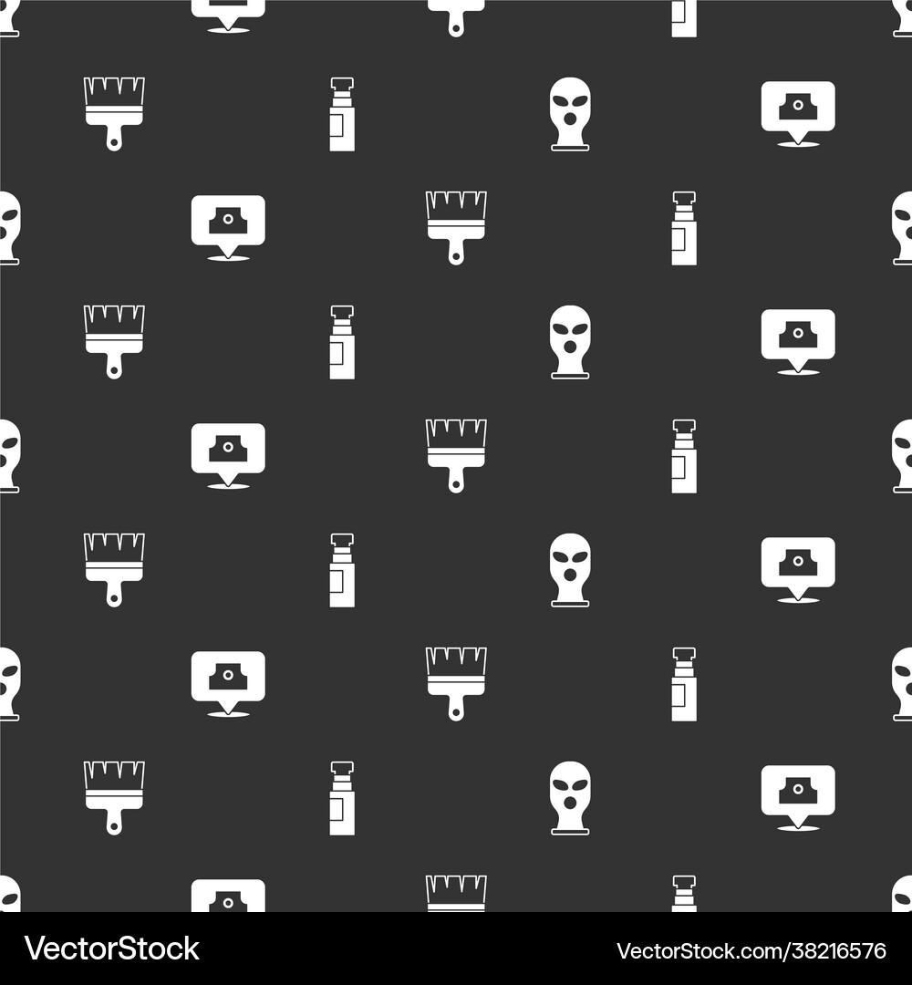Set balaclava spray can nozzle cap paint brush Vector Image