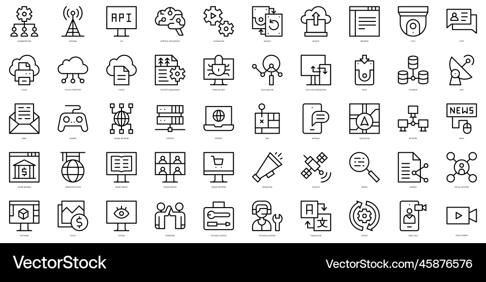 Set of thin line information services icons Vector Image