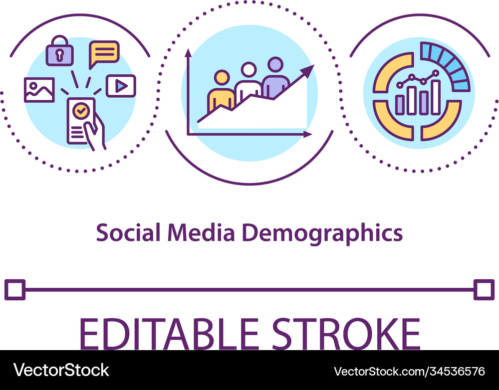 Social media demographics concept icon Royalty Free Vector