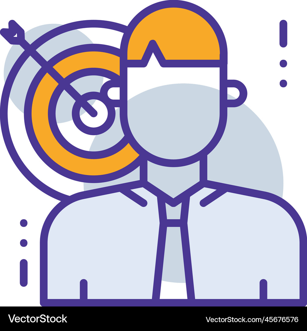 Target business management icon with purple Vector Image