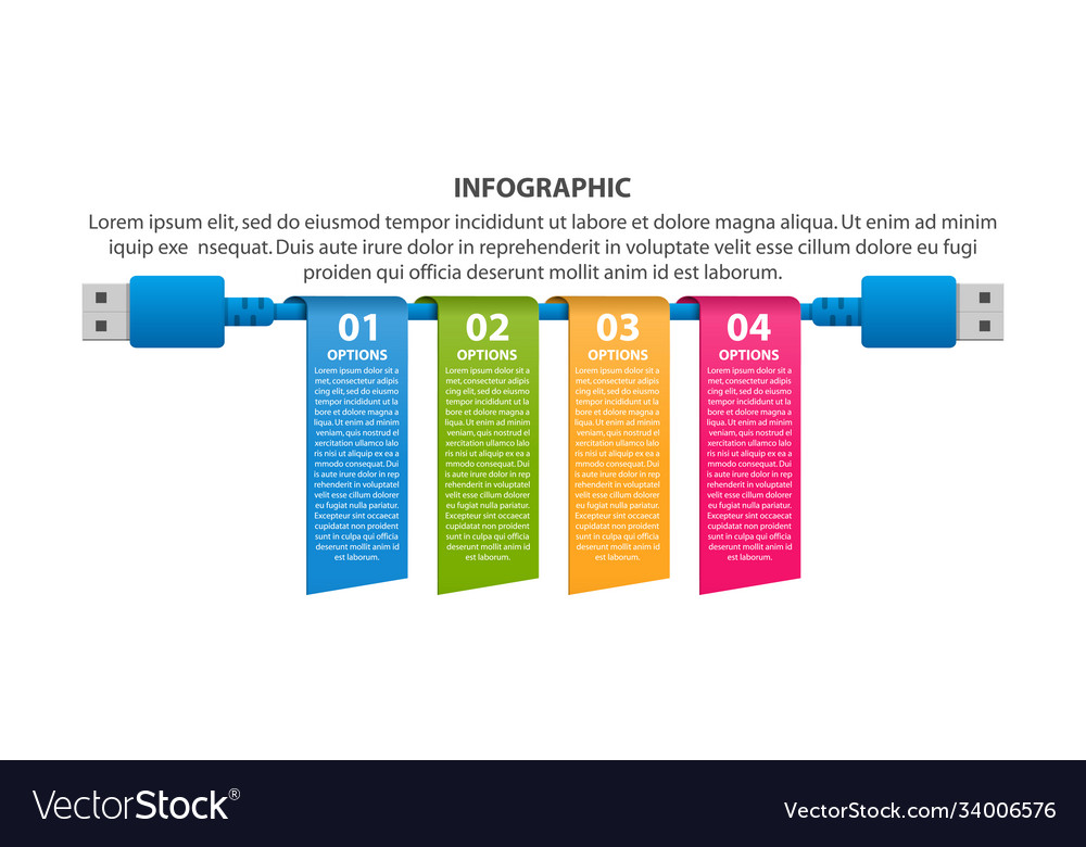 Technology infographics template usb cable Vector Image