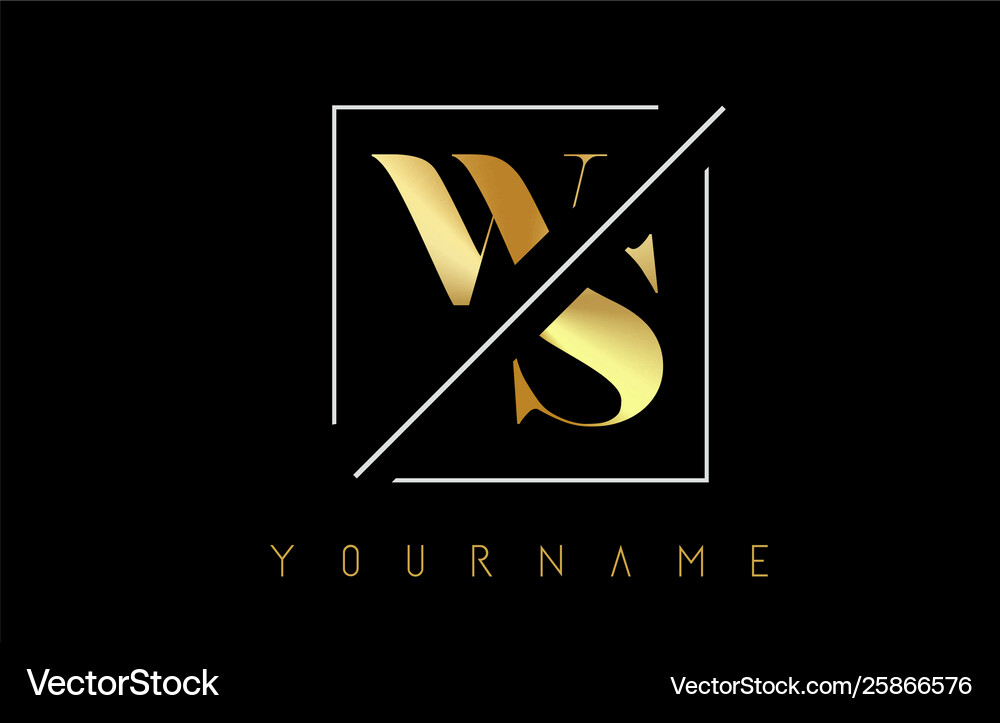 Ws golden letter logo with cutted and intersected Vector Image