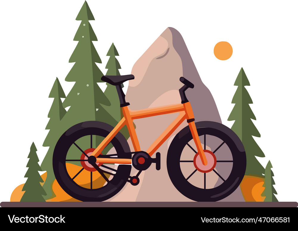 Bike in forest landscape design Royalty Free Vector Image