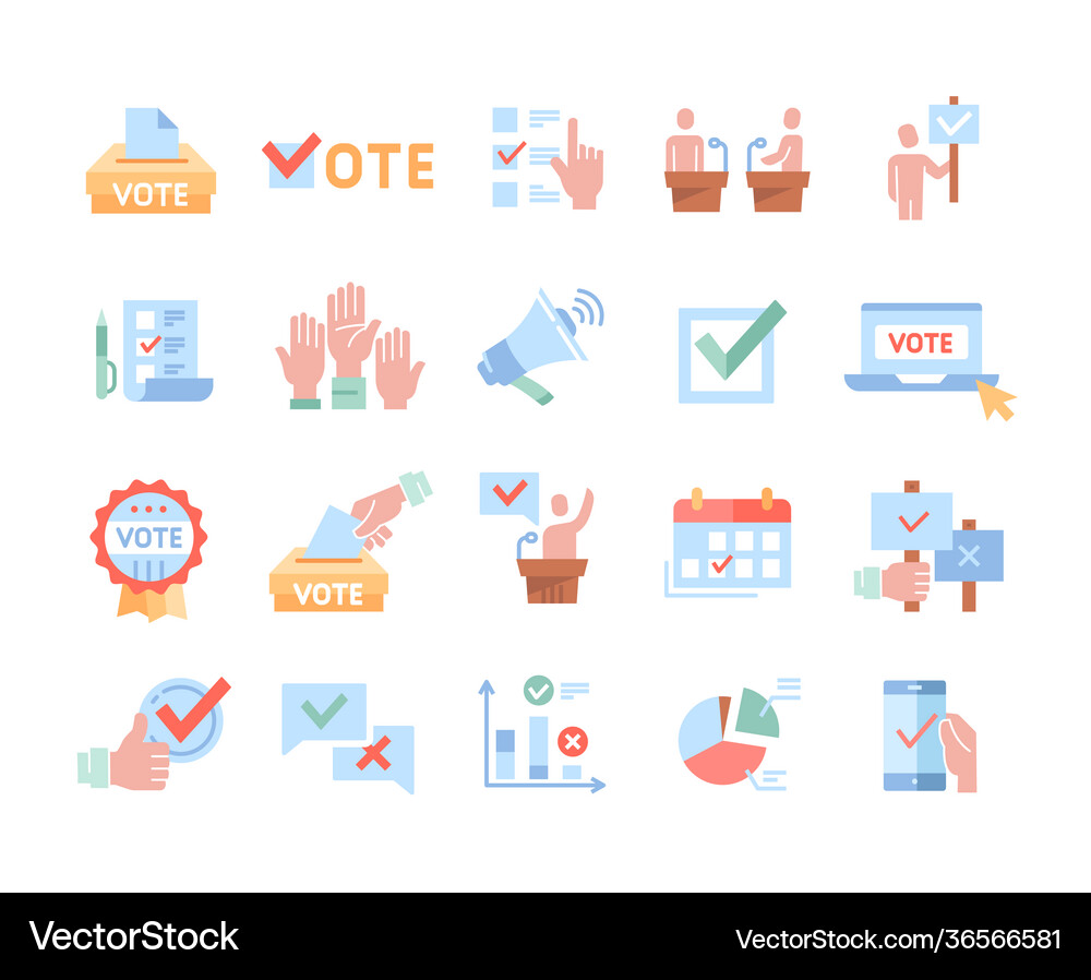 Colorful simple set voting related icons Vector Image