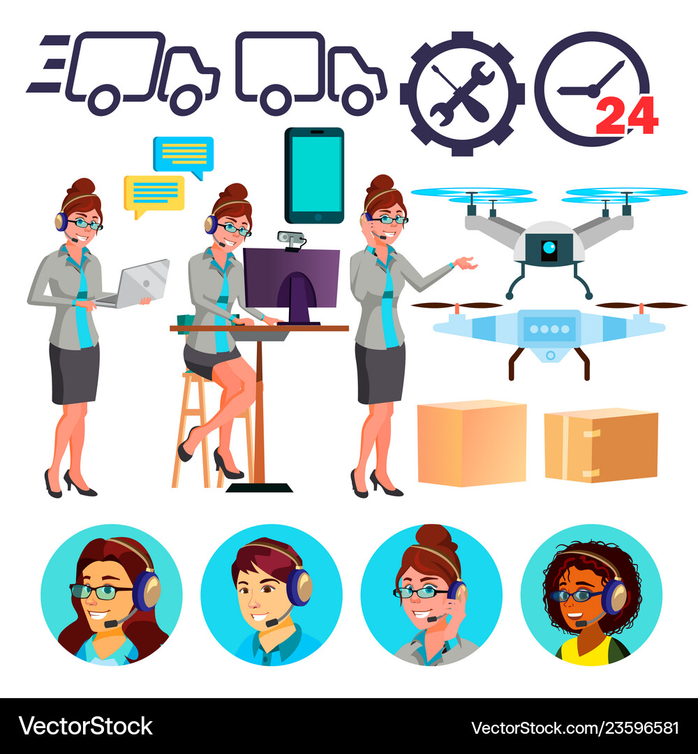 Delivery service icons drone cardboard Royalty Free Vector