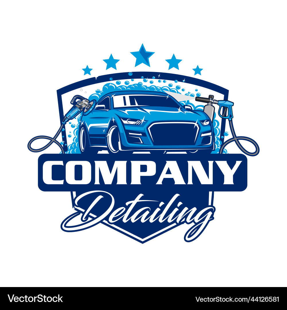 Detailing car logo and wash Royalty Free Vector Image