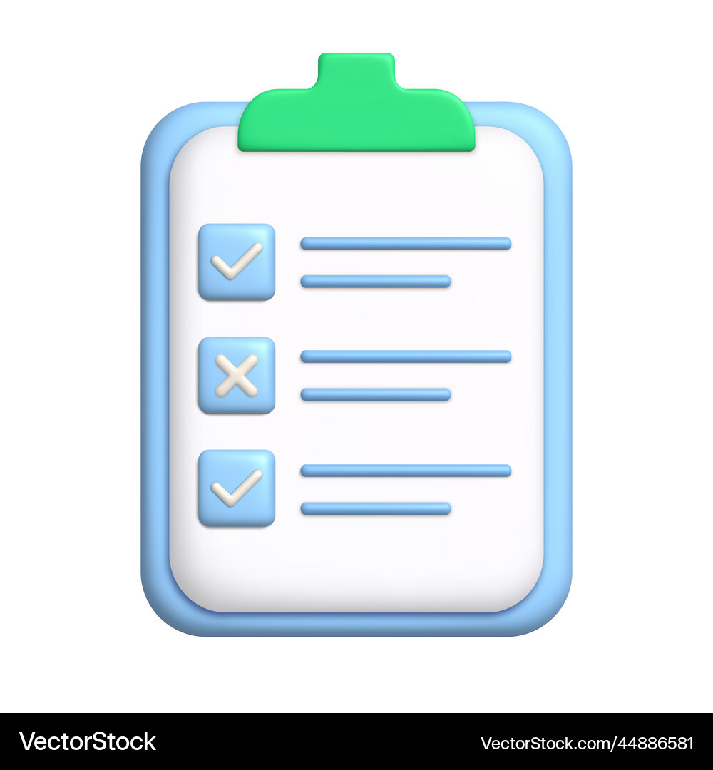 Document 3d icon sheet of paper on clipboard Vector Image