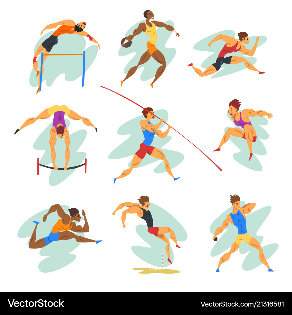 Flat set of professional athletes Royalty Free Vector Image