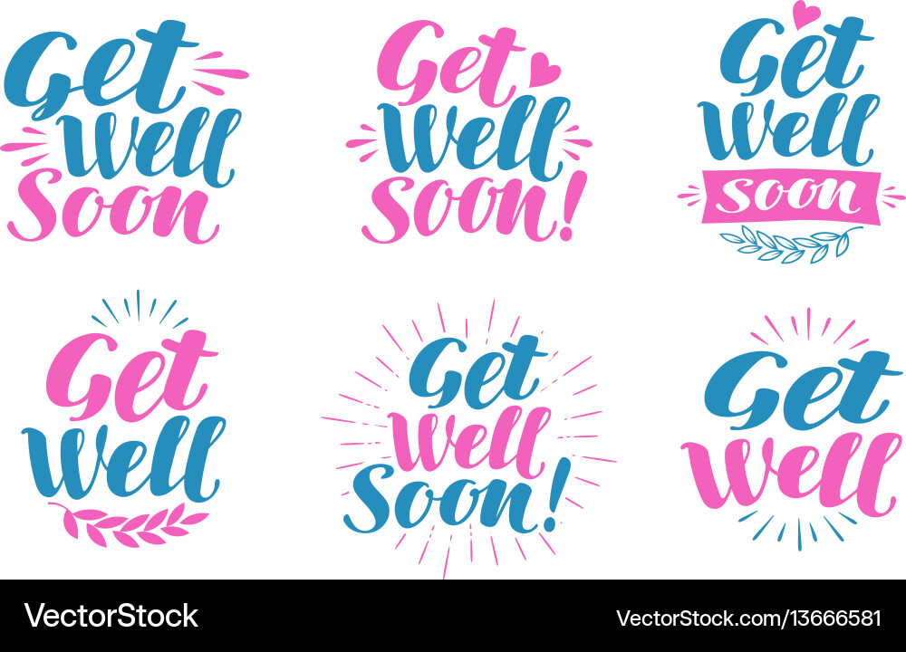 Get well soon greeting card visiting sick Vector Image