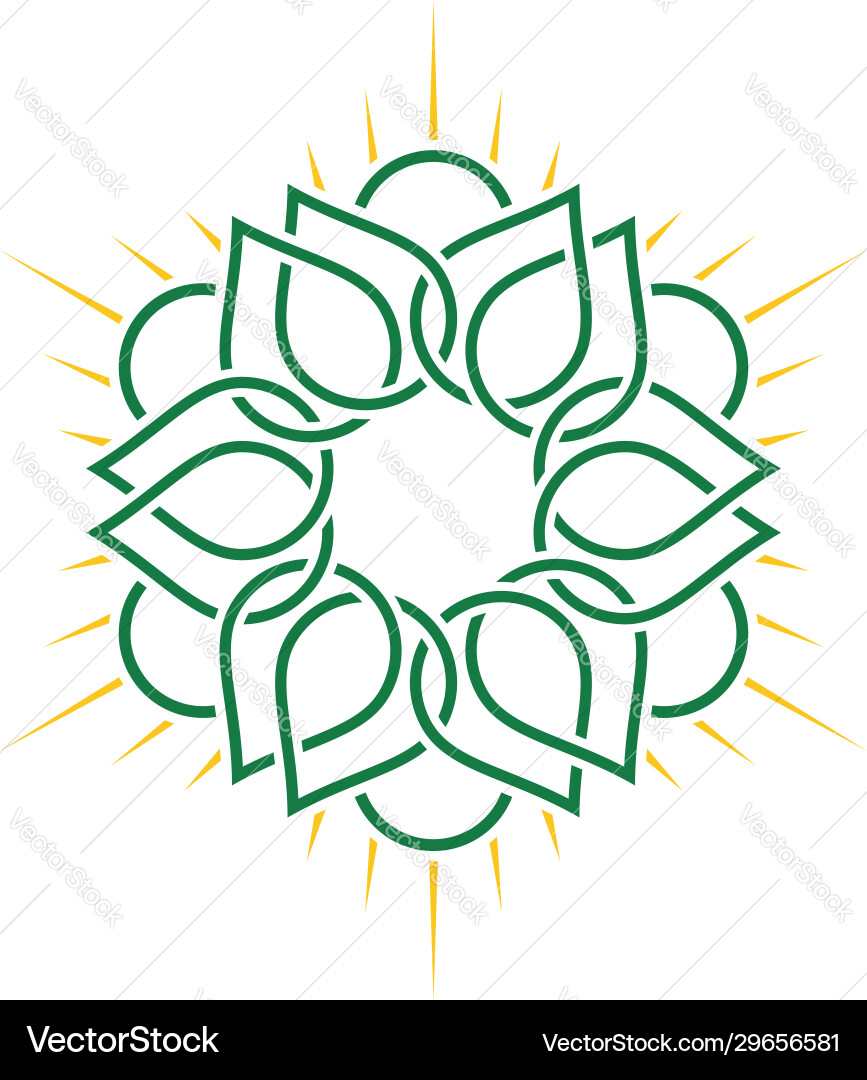 Green line ornamental flower logo template design Vector Image