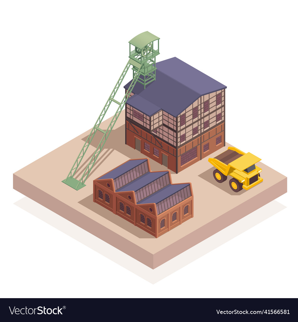 Old elevator building isometric Royalty Free Vector Image