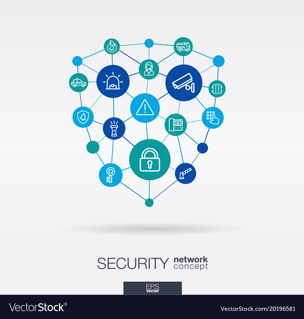 Security access control integrated thin line Vector Image