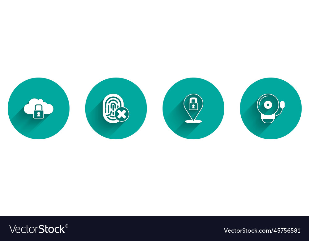 Set cloud computing lock cancelled fingerprint Vector Image Set cloud computing lock cancelled fingerprint Vector Image