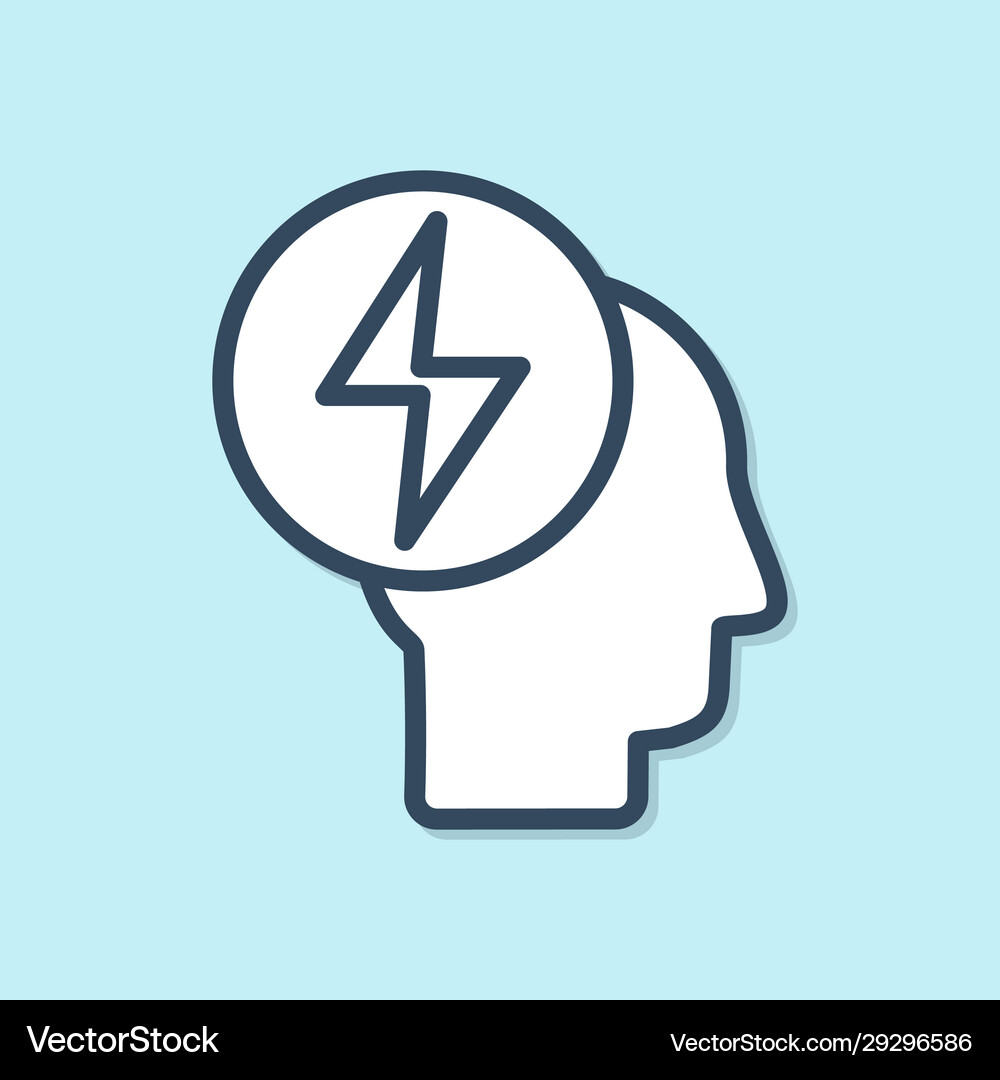 Blue line head and electric symbol icon isolated Vector Image