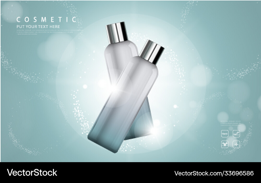 Cosmetic product poster bottle package design Vector Image
