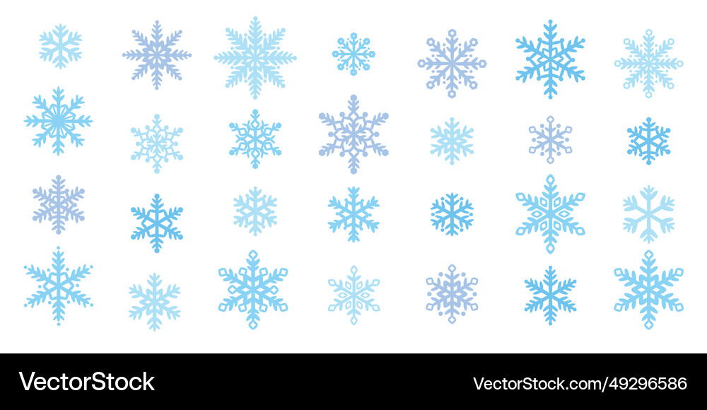 Cute snowflake set with round shapes snow hand Vector Image
