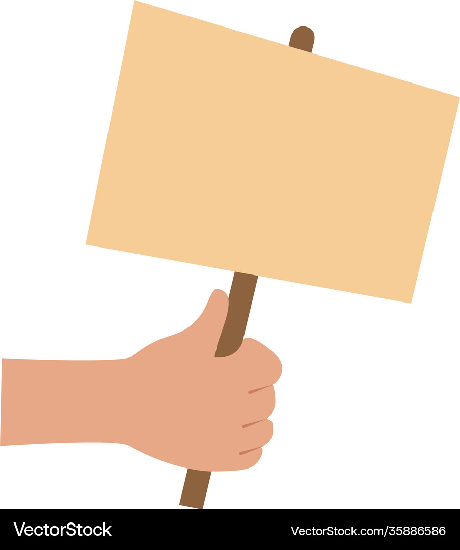 Icon hand holding a blank placard colorful Vector Image