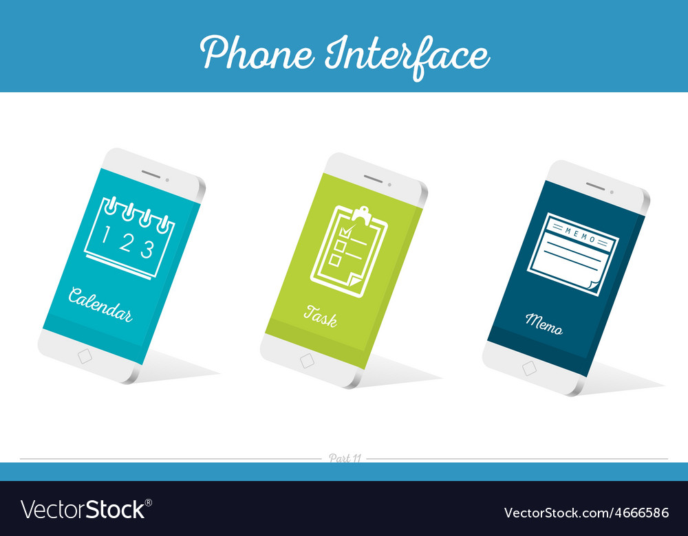 Interface 3d smartphone models with media Vector Image