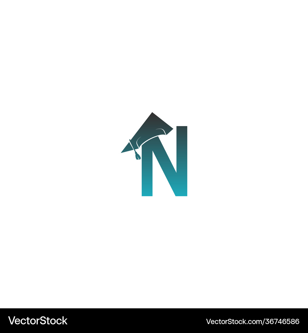 Letter n logo icon with graduation hat design Vector Image