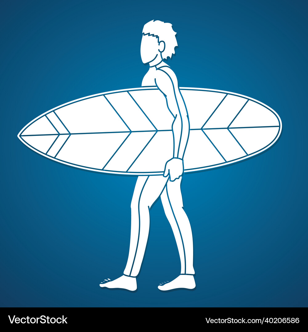Man surfer surfing sport action Royalty Free Vector Image