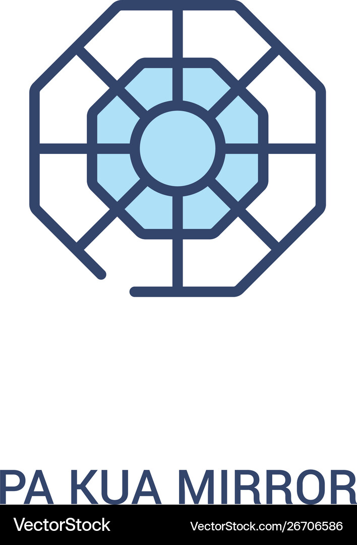 Pa kua mirror concept 2 colored icon simple line Vector Image