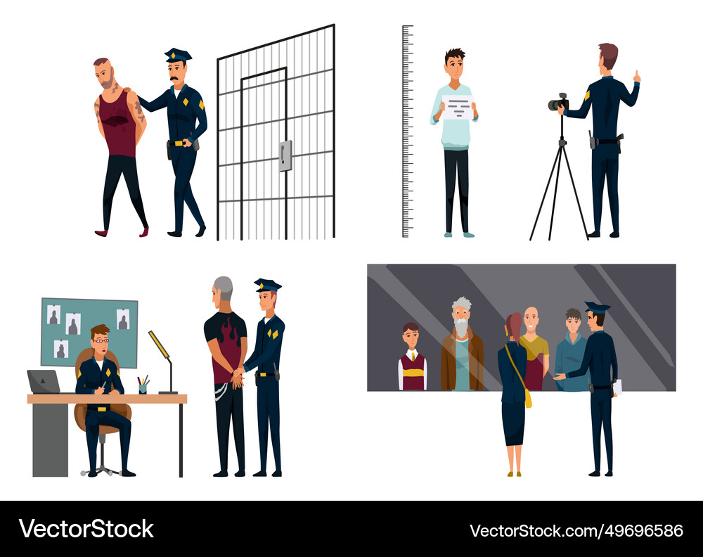 Police station building interior with employees Vector Image