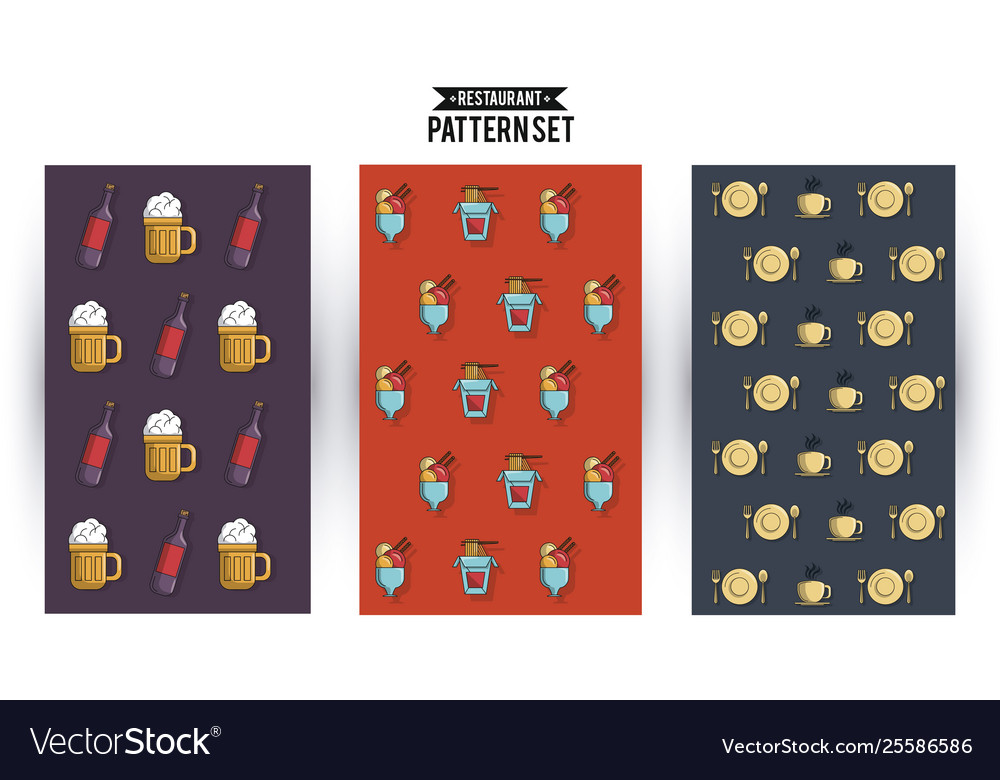 Restaurant pattern set Royalty Free Vector Image
