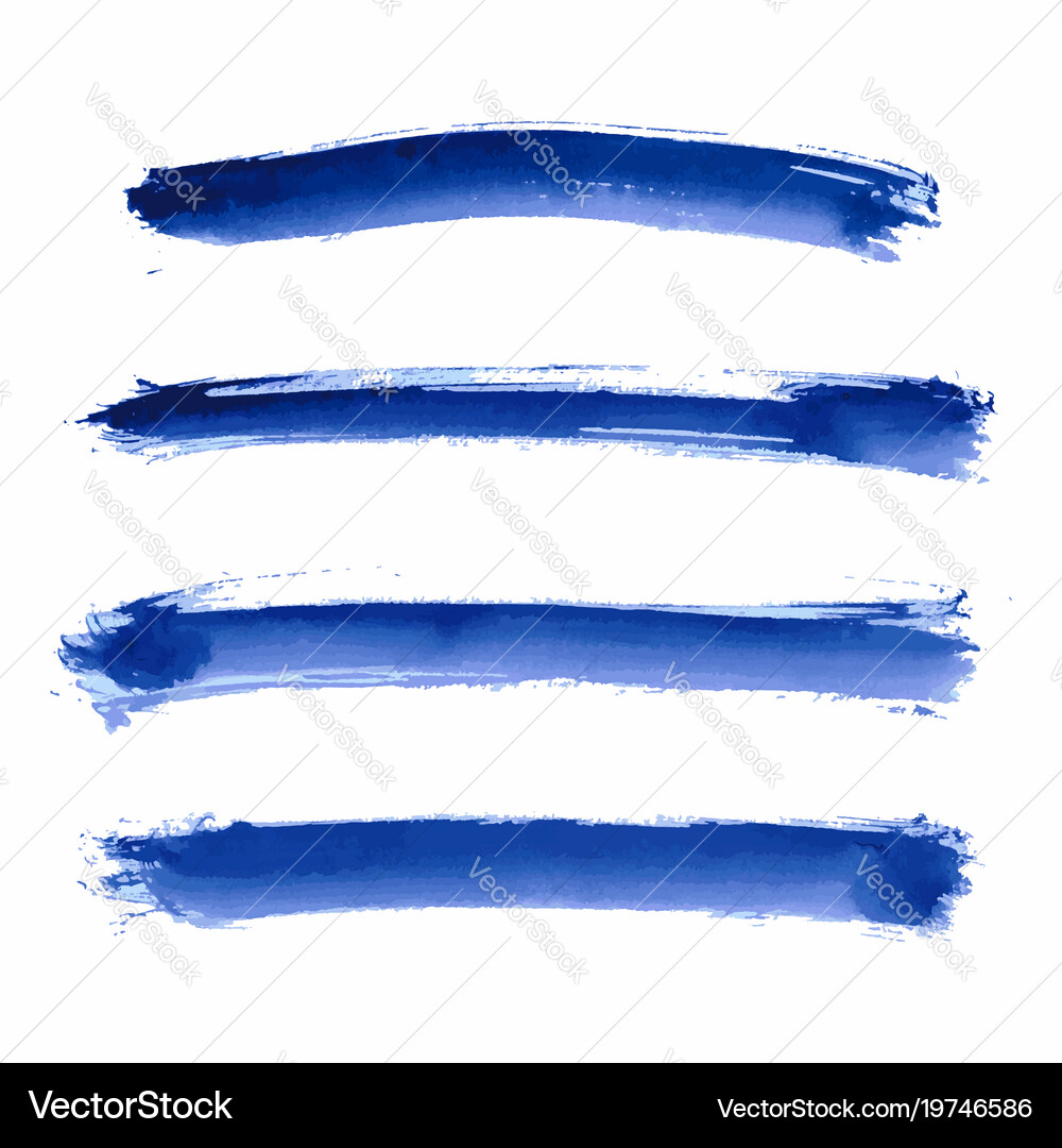 Set blue indigo watercolor stripes Royalty Free Vector Image