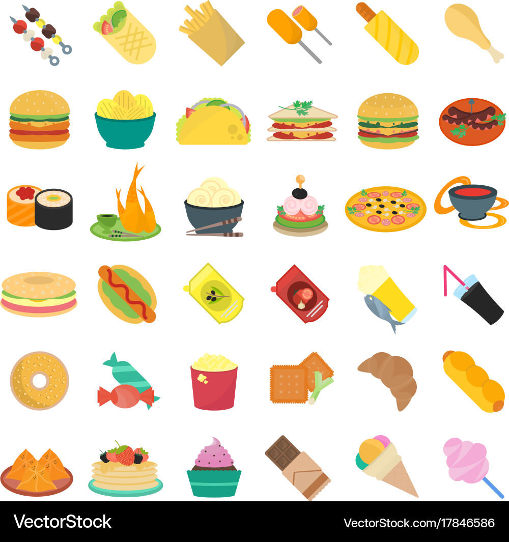 Set of fast food Royalty Free Vector Image - VectorStock
