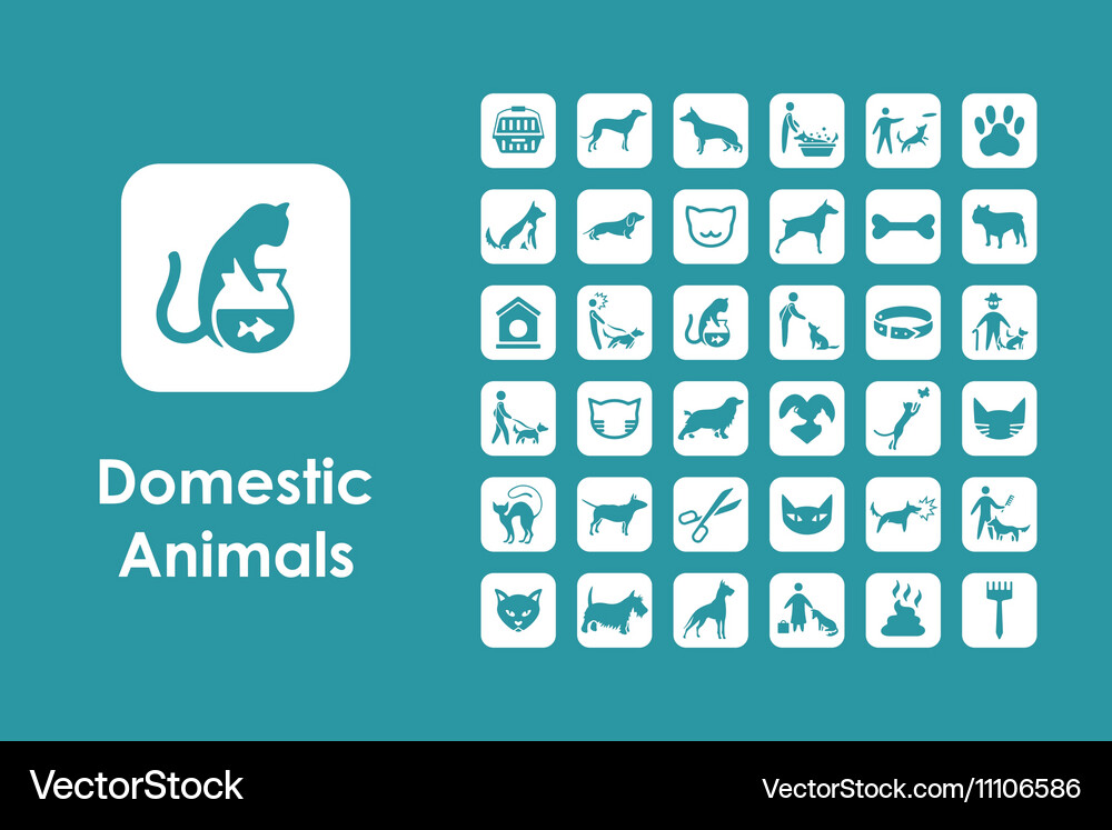 Set of pets simple icons Royalty Free Vector Image