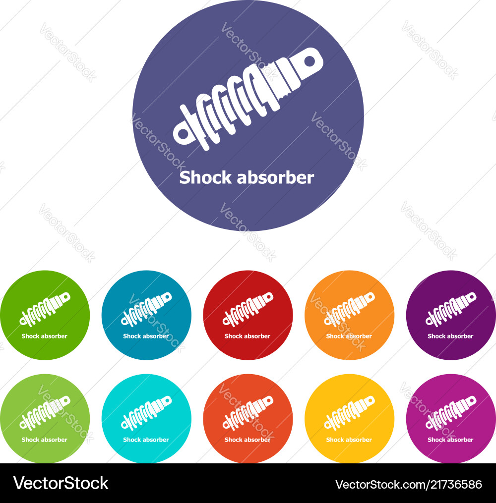 Shock absorber icons set color Royalty Free Vector Image