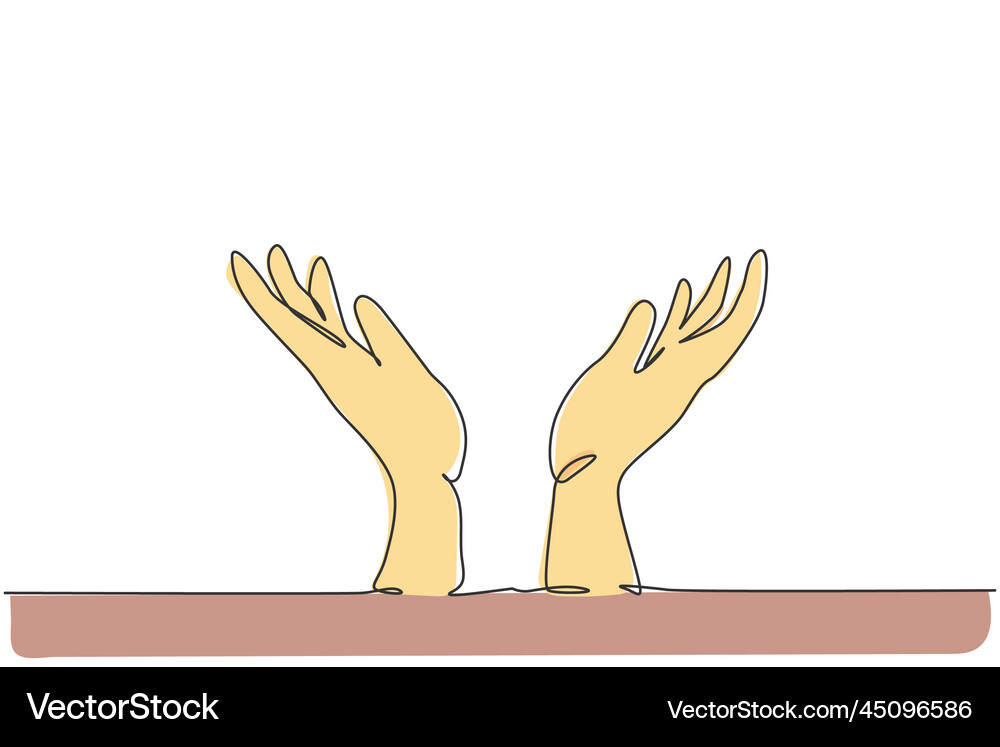 Single one line drawing of open hand gesture Vector Image