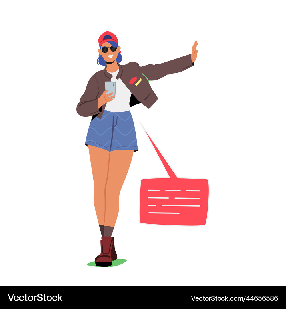 Trendy student girl character texting sms or call Vector Image