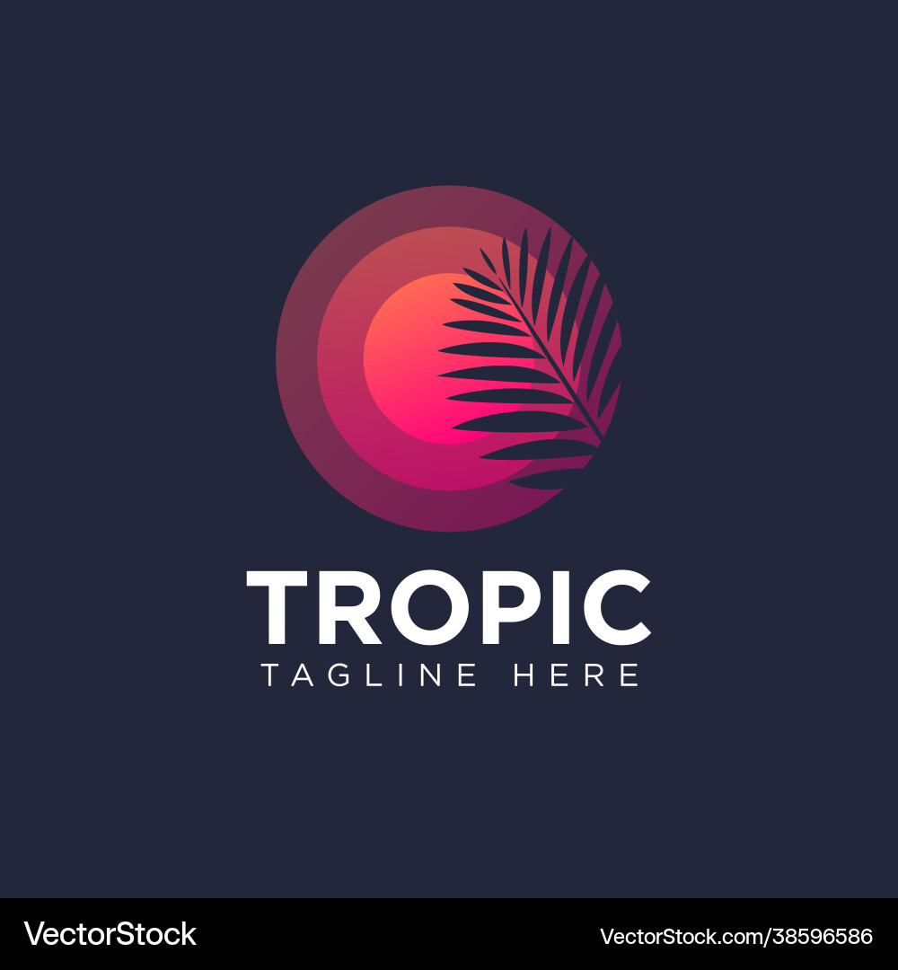 Tropic logo circle like sun palm leaf spa resort Vector Image