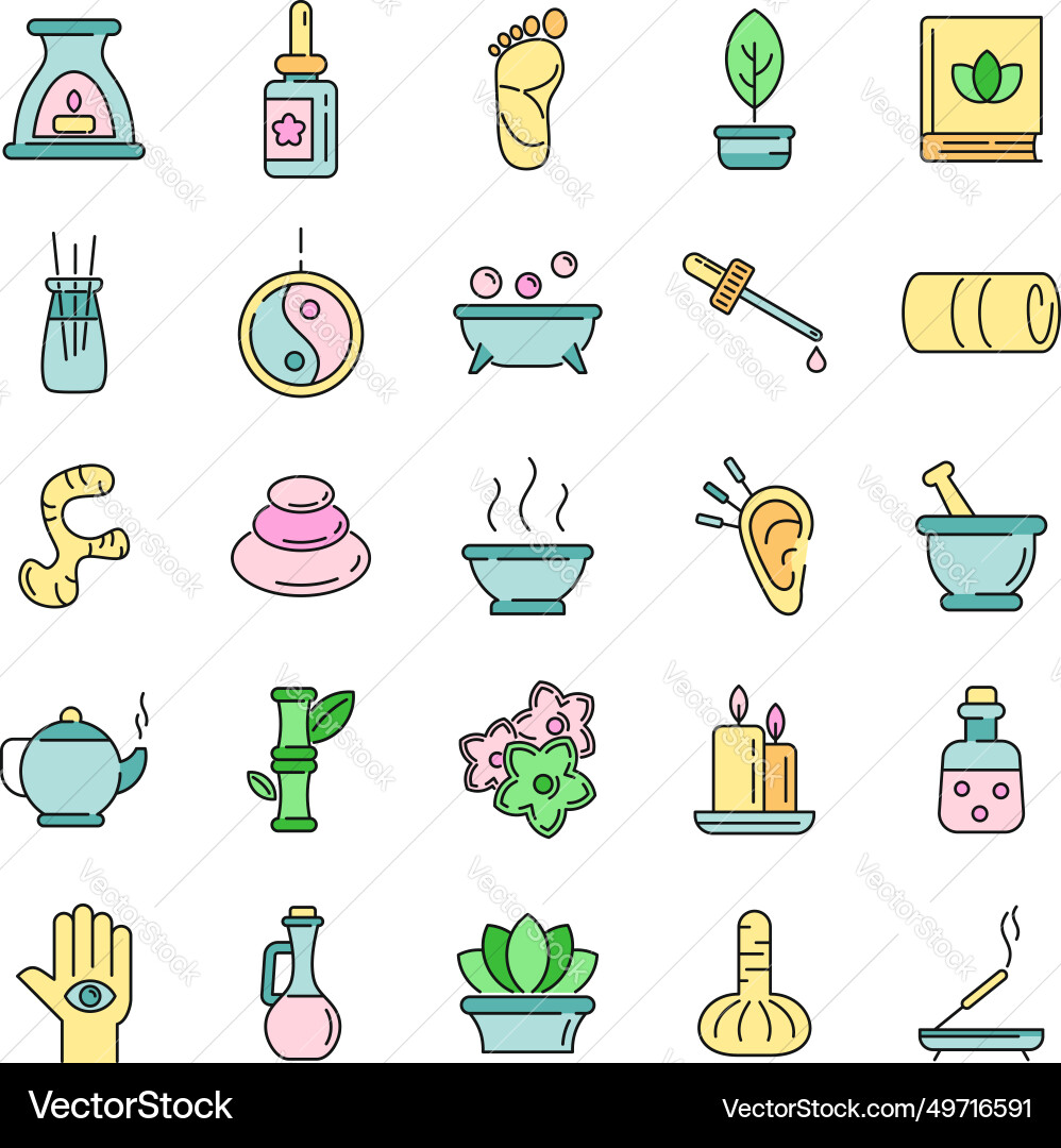 Ayurveda icons set color Royalty Free Vector Image