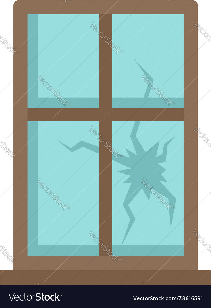 Broken window icon flat isolated Royalty Free Vector Image