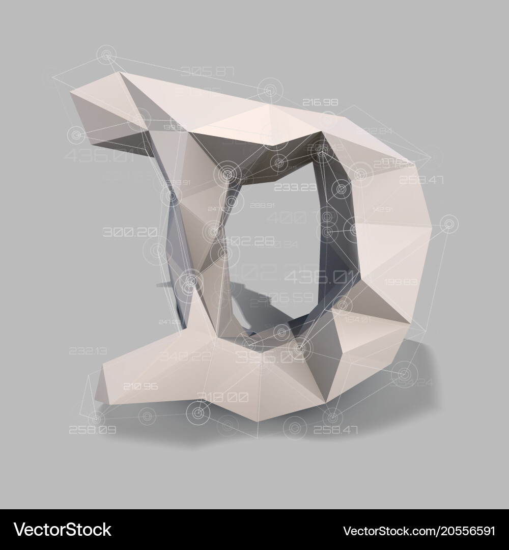 Capital latin letter d in low poly style Vector Image