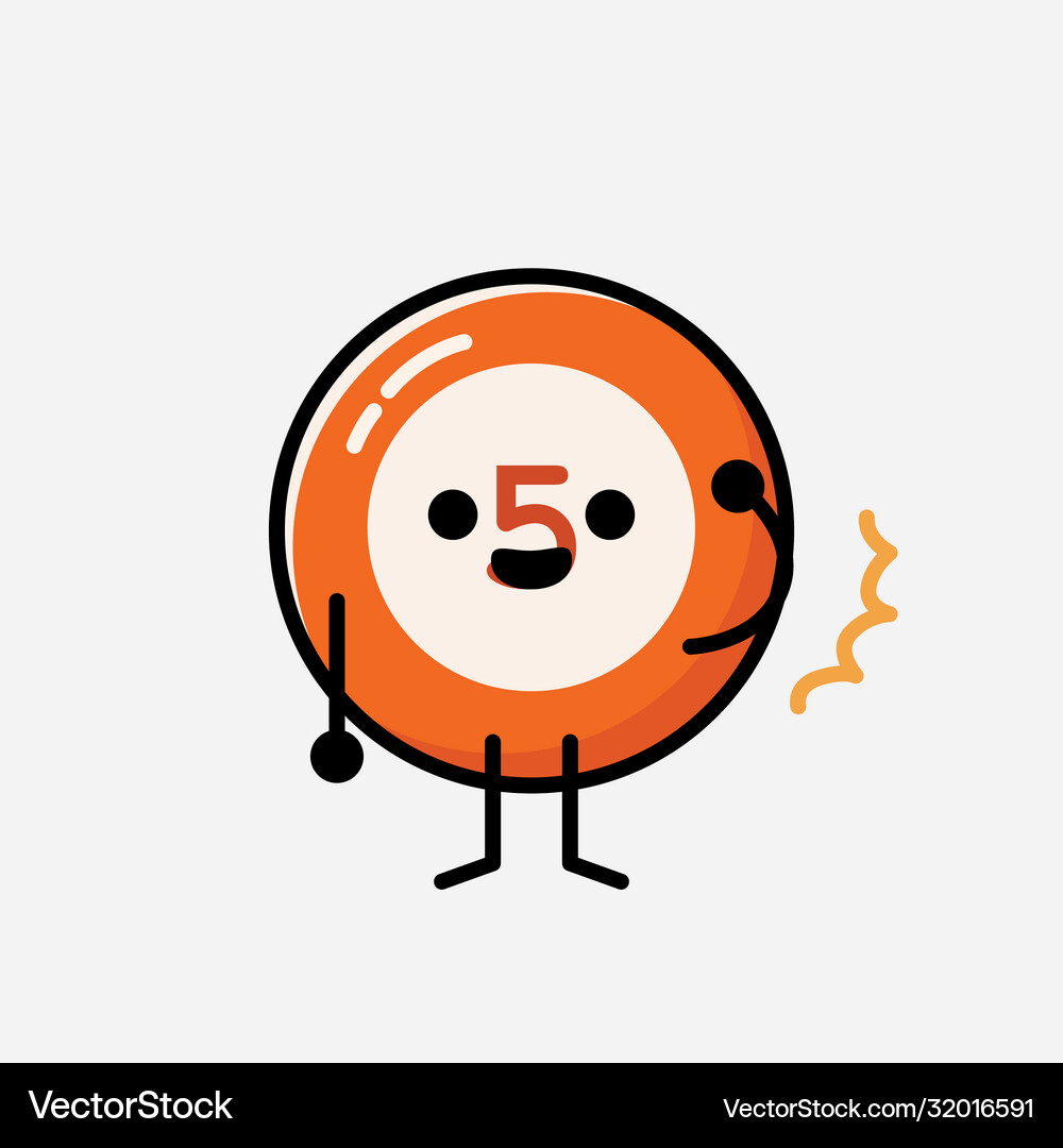 Cute billiard ball mascot character in flat Vector Image