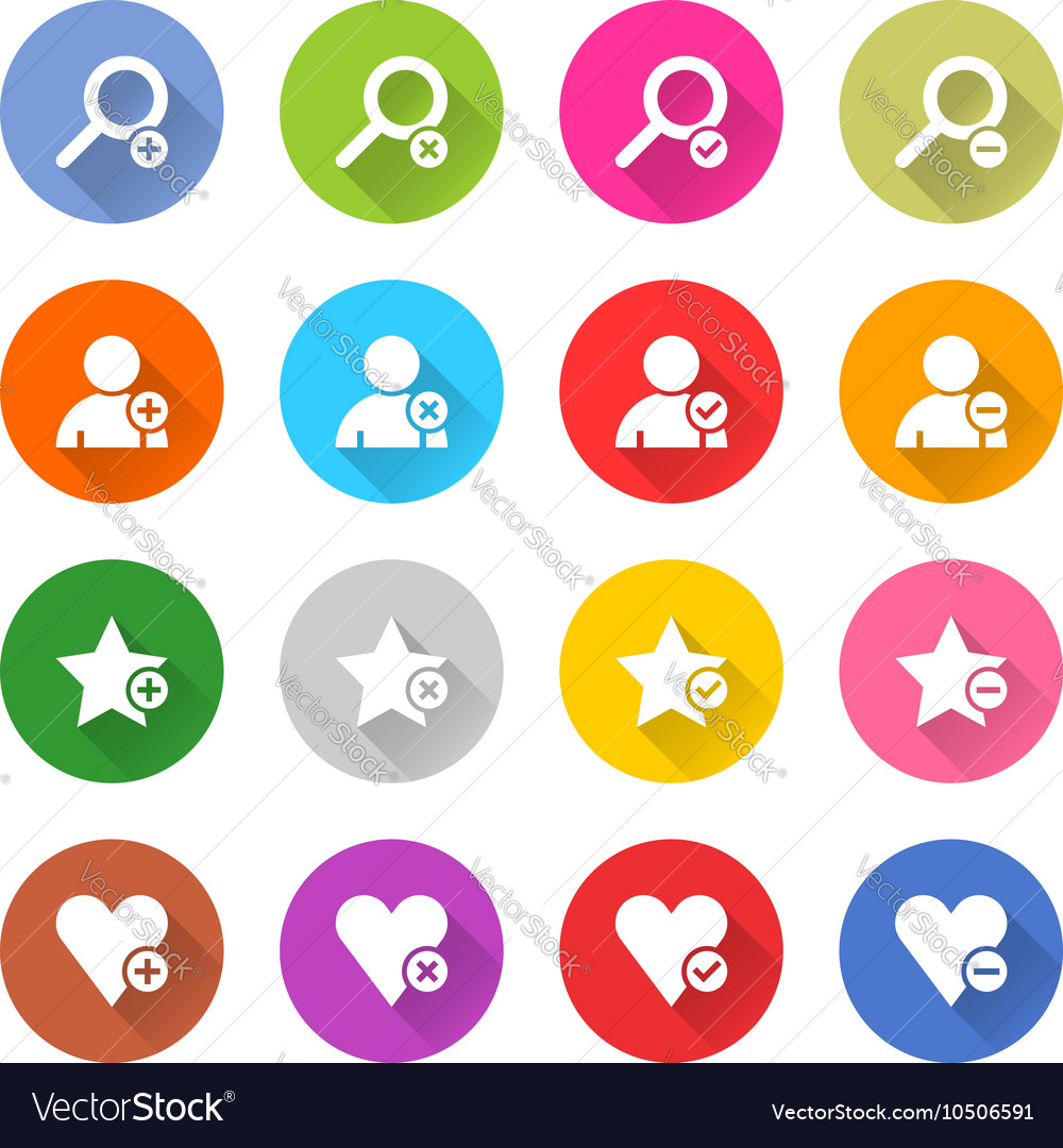 Flat addition icon set web button Royalty Free Vector Image
